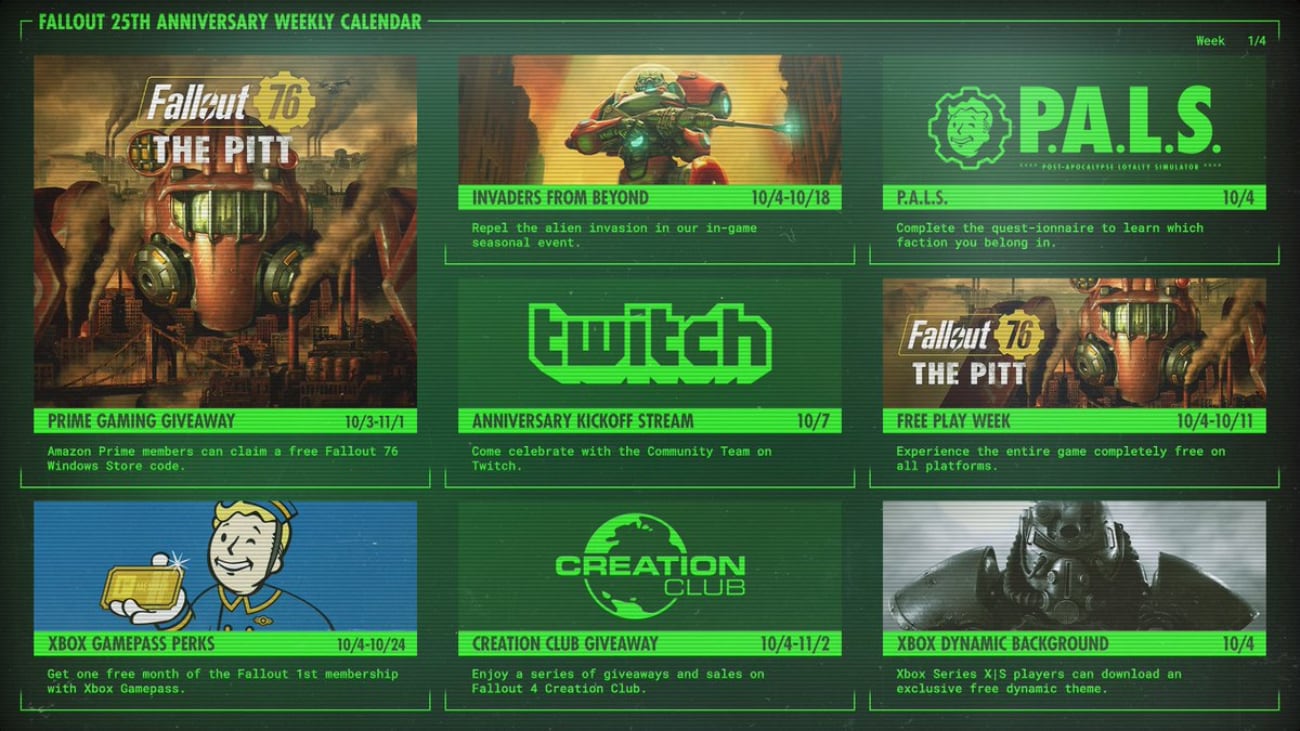 25 Jahre Fallout: Game Pass Perk, dynamischer Hintergrund und mehr ...